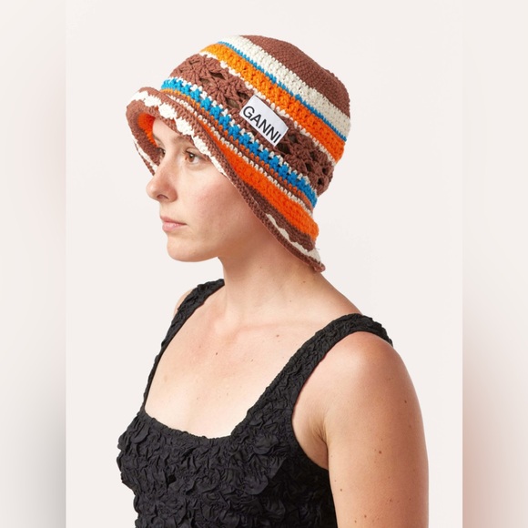 Ganni | Accessories | Ganni Certified Organic Cotton Crochet Bucket Hat ...